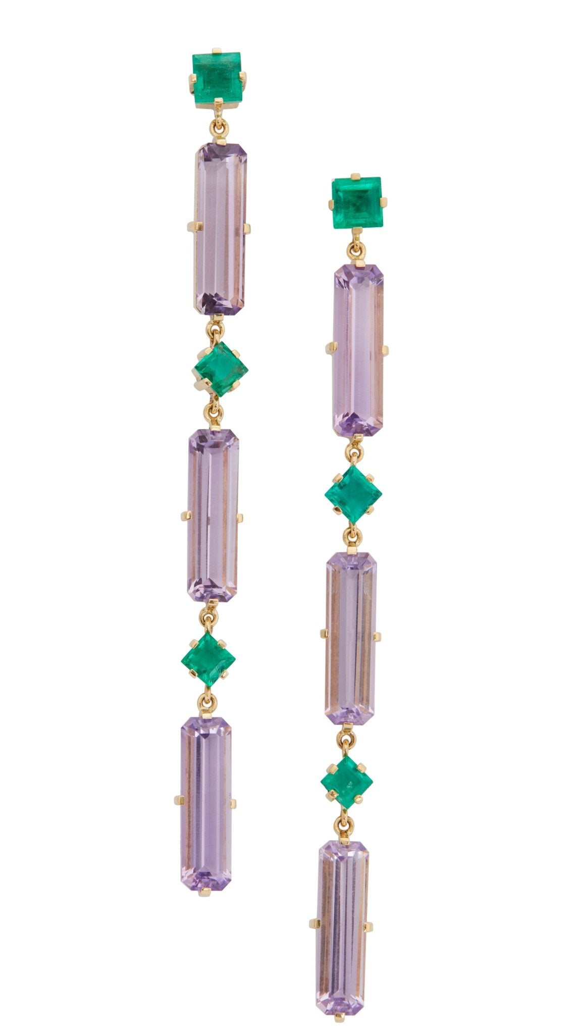 Amethyst & Emerald Cascade Bar Earrings – YI COLLECTION