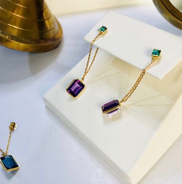Emerald & Amethyst Earrings – YI COLLECTION