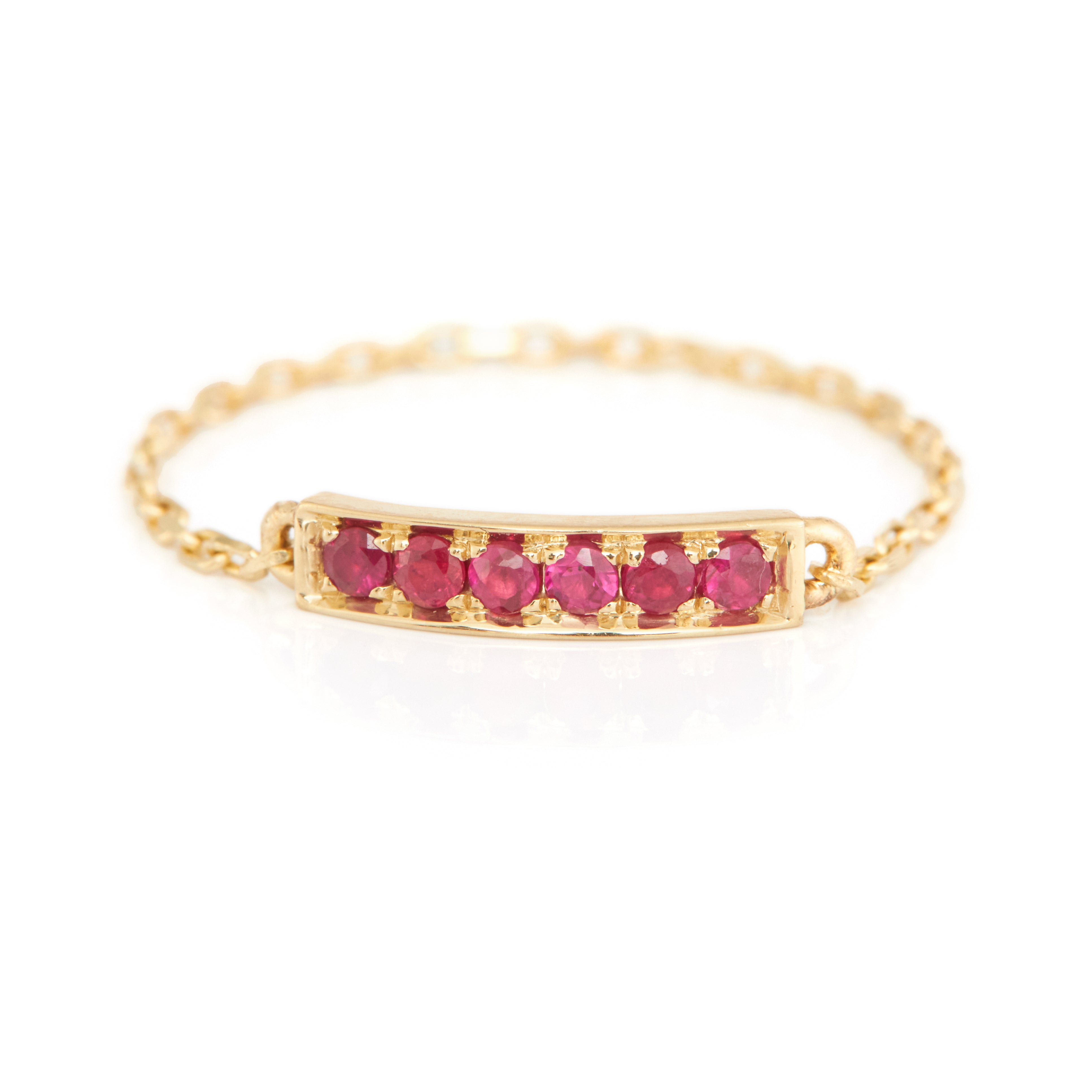 Lucky Ruby Bar Chain Ring – YI COLLECTION