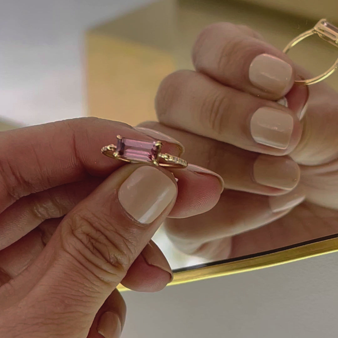 Pink Tourmaline Petite Circle Diamond Ring – YI COLLECTION